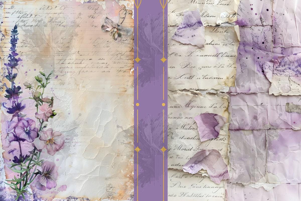 Lavender Ephemera Digital Paper Collection | Distressed Old Paper ...