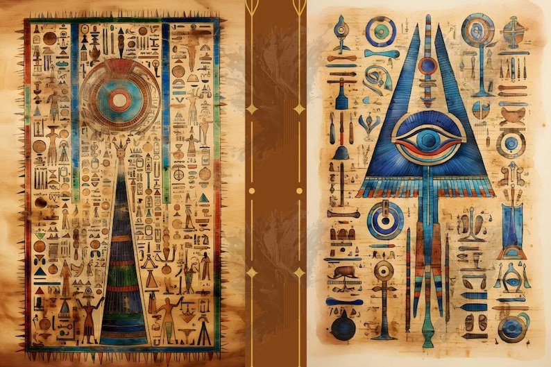 Egyptian Hieroglyphs Digital Paper Pack | Mystical Egypt and Ancient ...