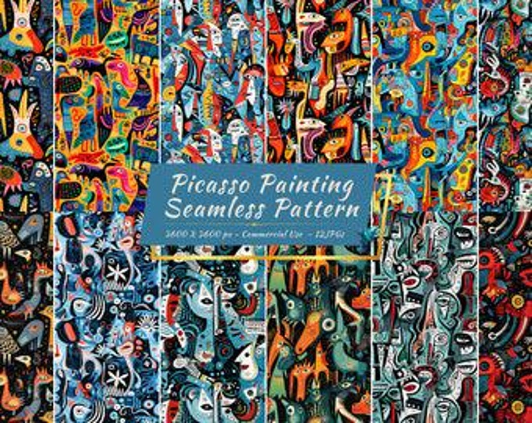 Surreal Elegance Seamless Digital Paper Pack | Picasso Inspired Art ...