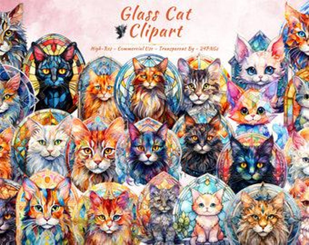 Stained Glass Cat PNG Clipart Collection | Kawaii Kitties, Black Cat ...