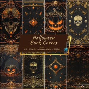 Halloween Book Covers Digital Prints | Grimoire Cover Pages and Spines ...