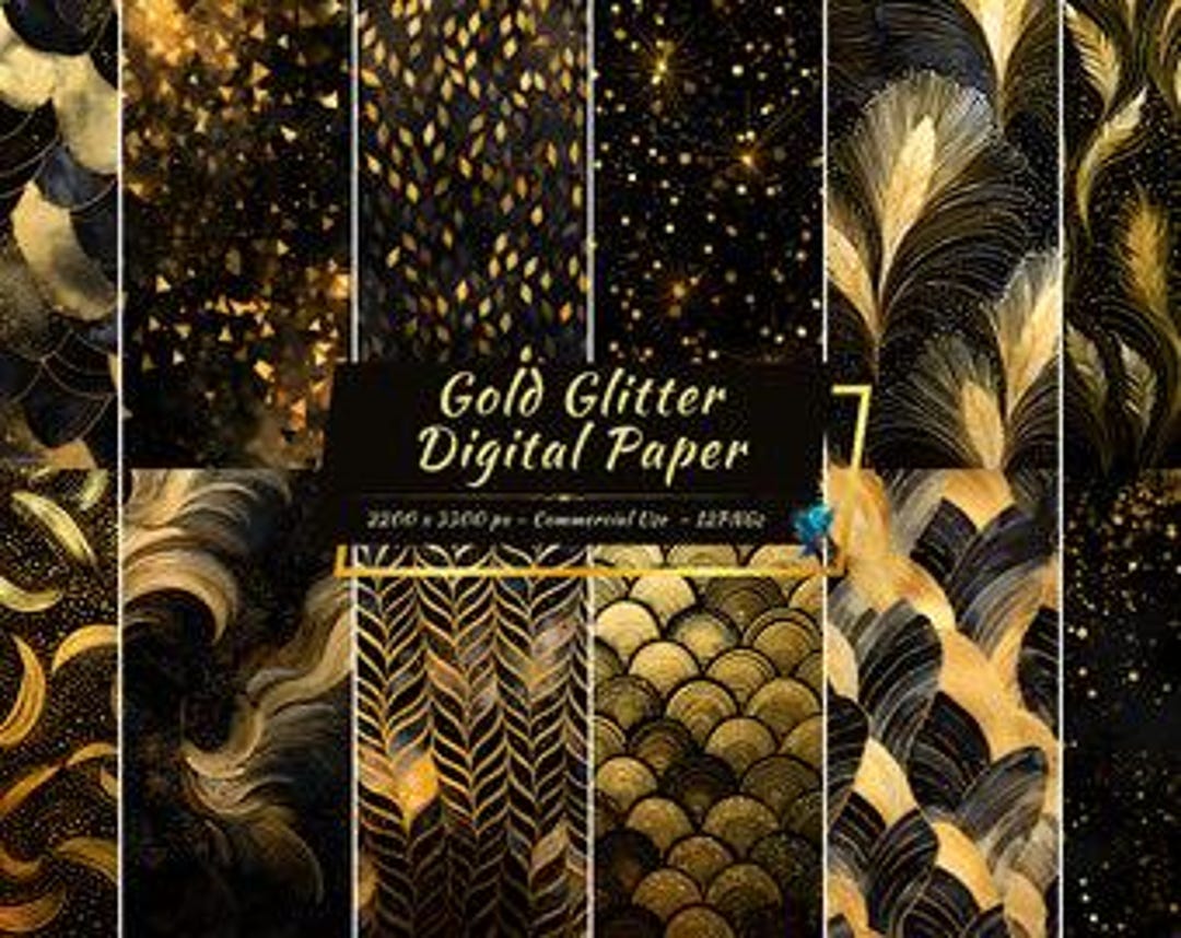 Gold Glitter Digital Paper Pack | Sparkling Textures and Backgrounds - Etsy