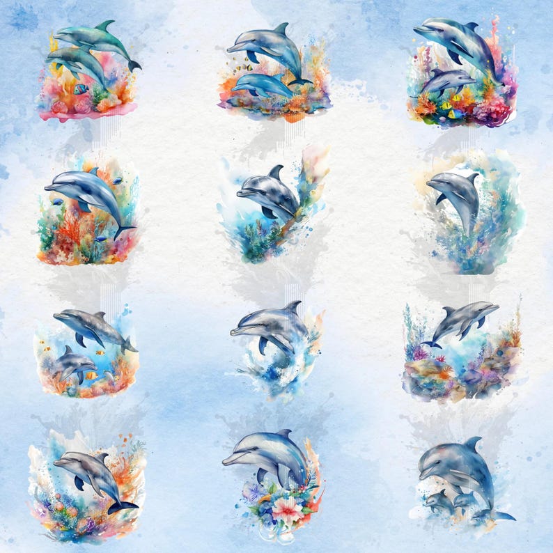 Colorful Dolphins PNG Clipart Collection | Sea Life, Nautical, Ocean ...