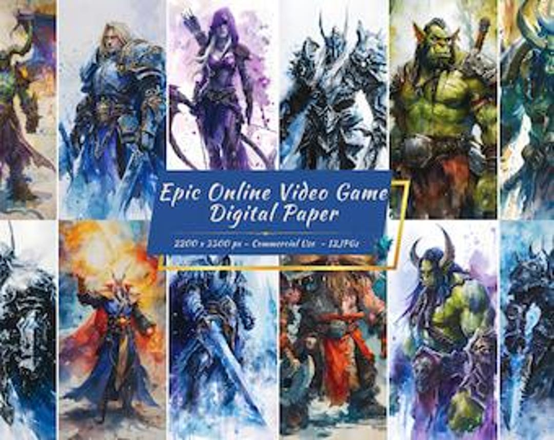 Warcraft Game Digital Paper Collection: Epic Character Backgrounds - Etsy