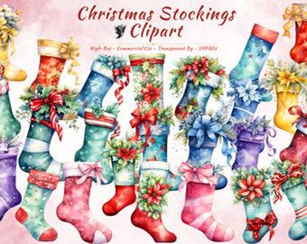 Christmas Stockings PNG Clipart Bundle | Joyful, Colorful Holiday ...