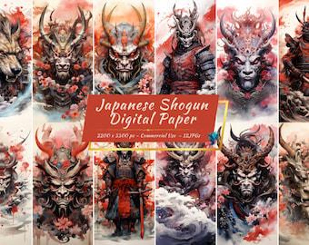 Japanese Shogun Digital Paper Collection | Japanese Military Leaders - Etsy