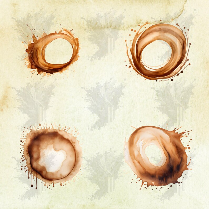 Coffee Stain Clipart Collection | Coffee and Espresso Ring Overlays - Etsy