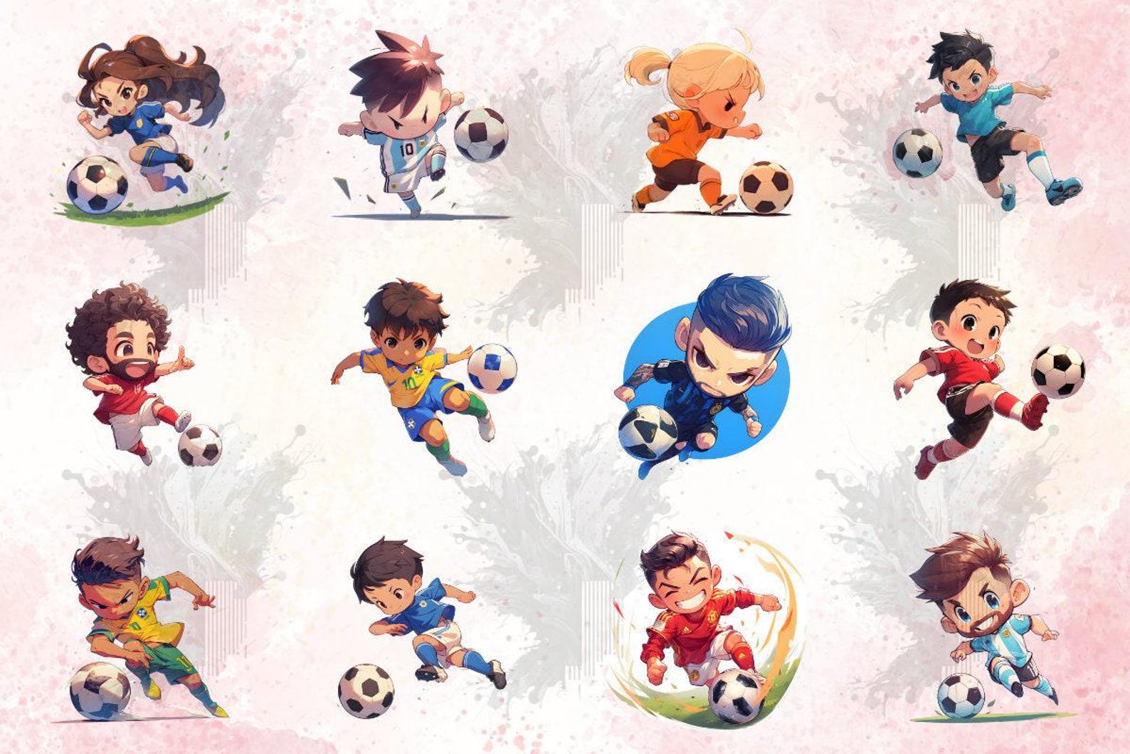Kawaii Soccer Players Clipart Collection | Legendary Chibi Football ...
