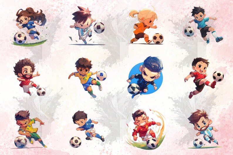Kawaii Soccer Players Clipart Collection | Legendary Chibi Football ...