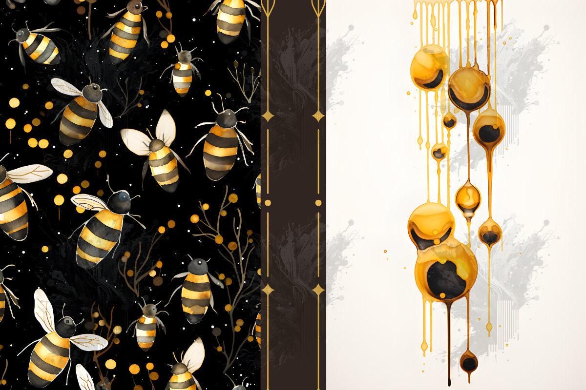 Bee and Honeycomb Digital Paper Pack | Glamorous Black and Gold ...