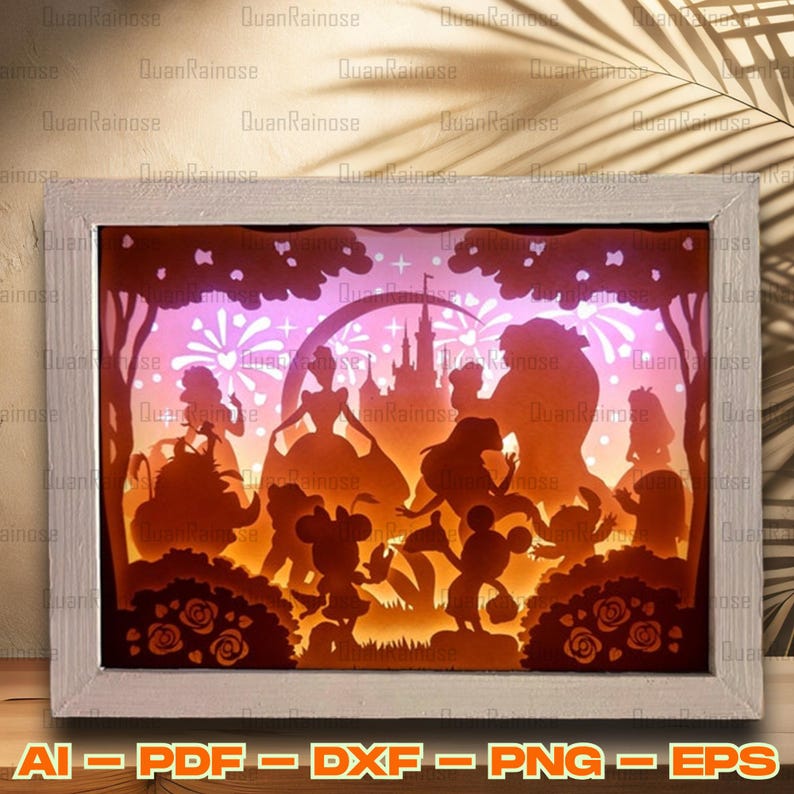 Characters Paper Cut Light Box Template, 3D Shadow Box SVG Files ...