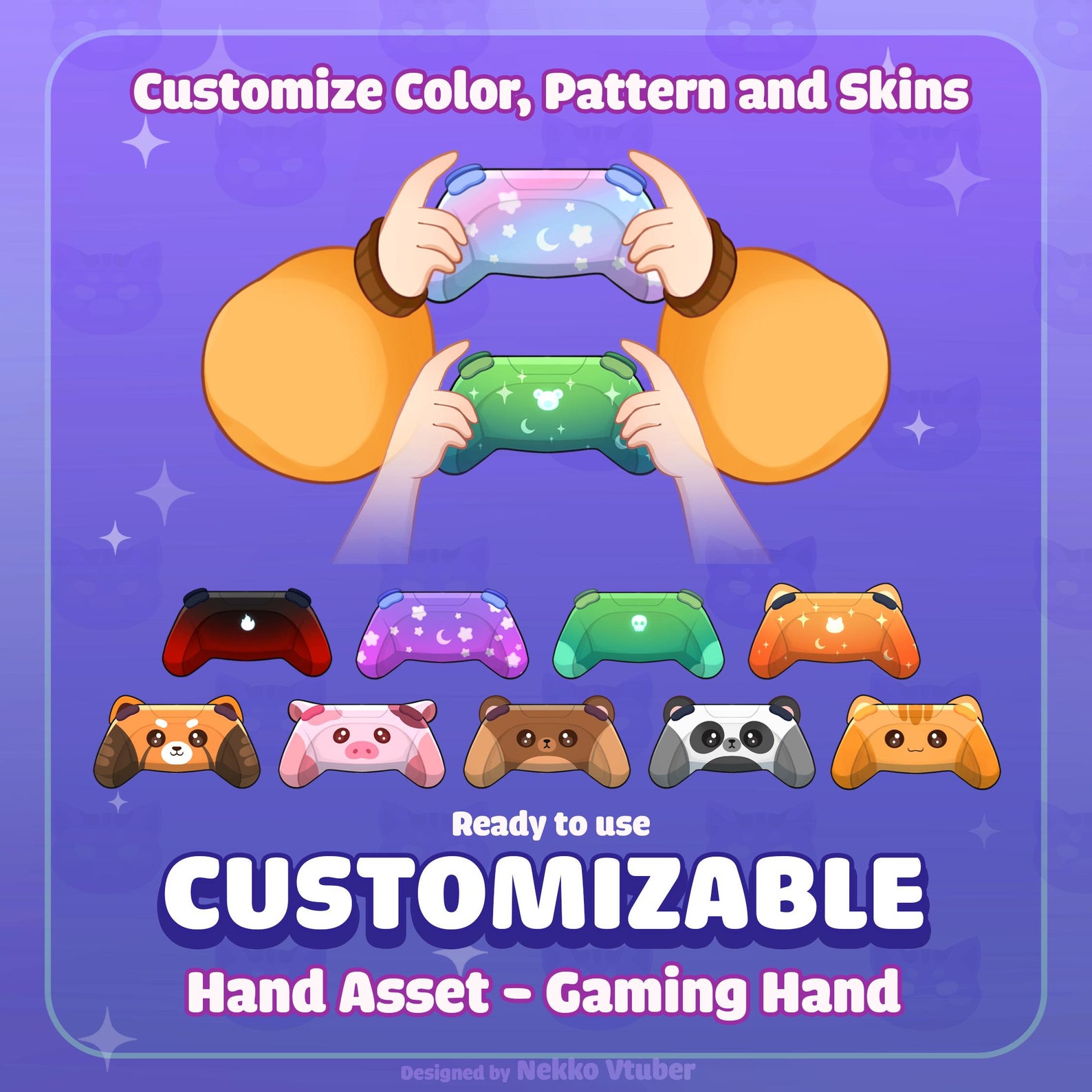 Custom Live2d Vtuber Game Hand Asset| Controller• Vtuber Hand Chibi ...