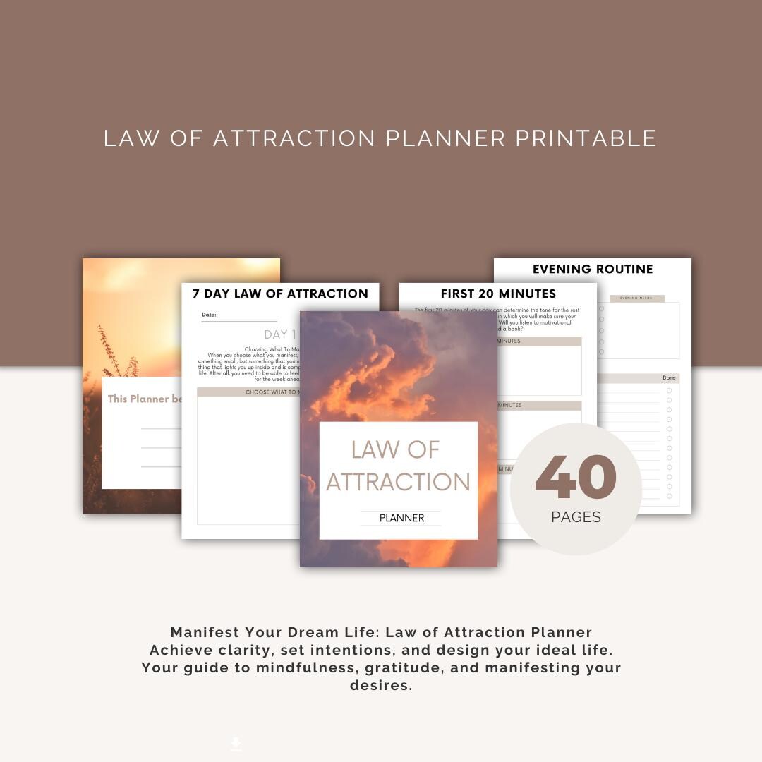 Law of Attraction Planner Printable , Digital Manifestation Journal for ...