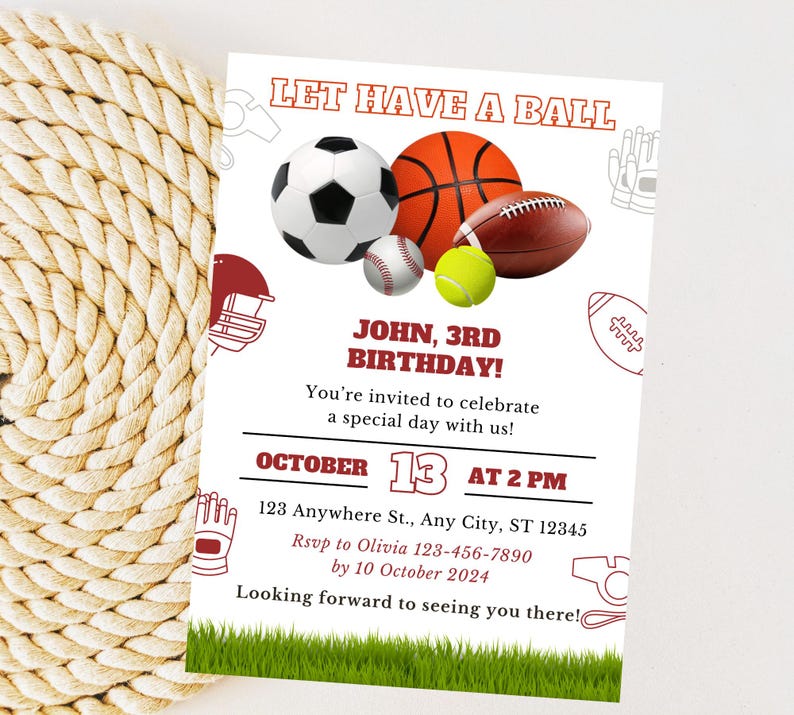 Sports Birthday Invitation: Canva Template (digital Download) - Etsy