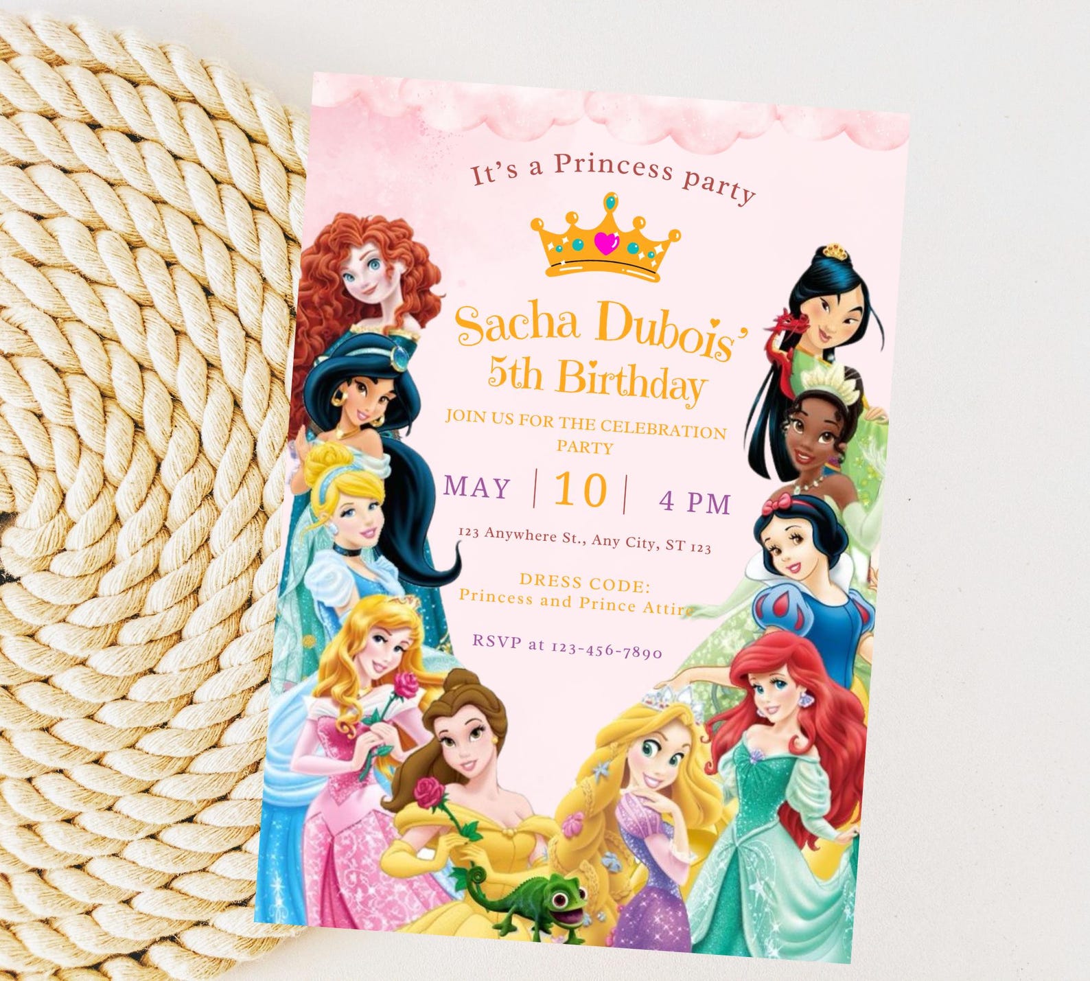 Princess Birthday Invitation Template Editable Printable Invite ...
