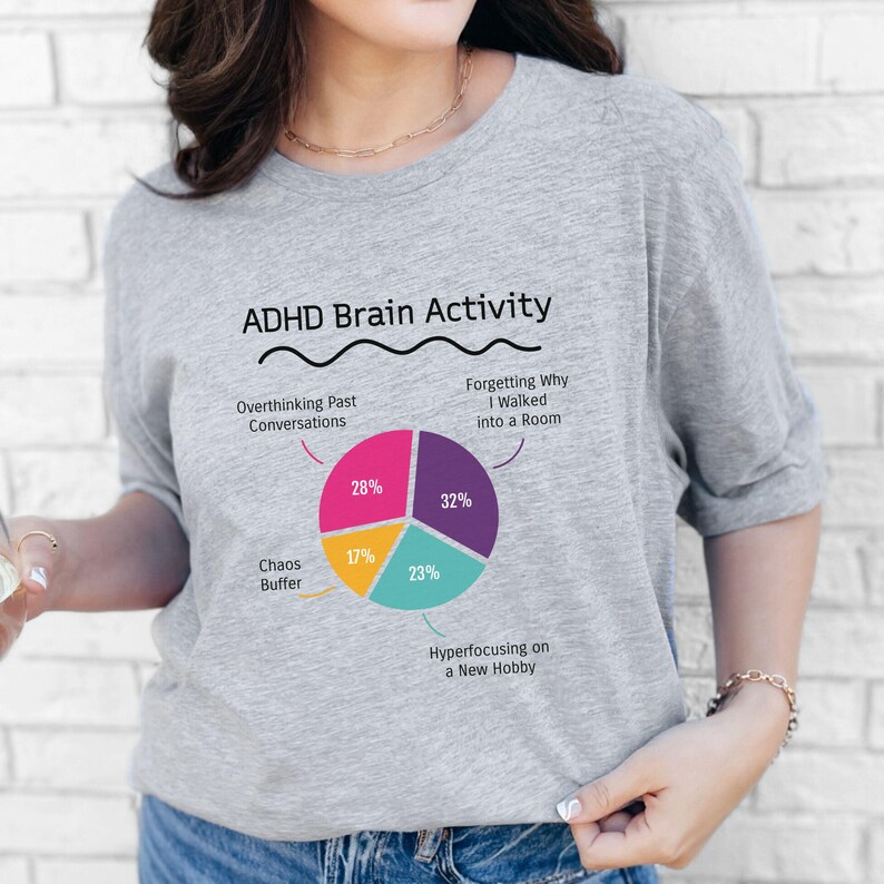 ADHD Brain Chart T-shirt, Funny Neurodivergent Pie Graph Shirt ...