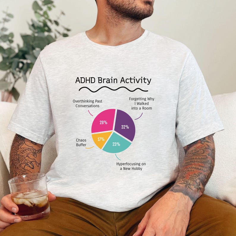 ADHD Brain Chart T-shirt, Funny Neurodivergent Pie Graph Shirt ...