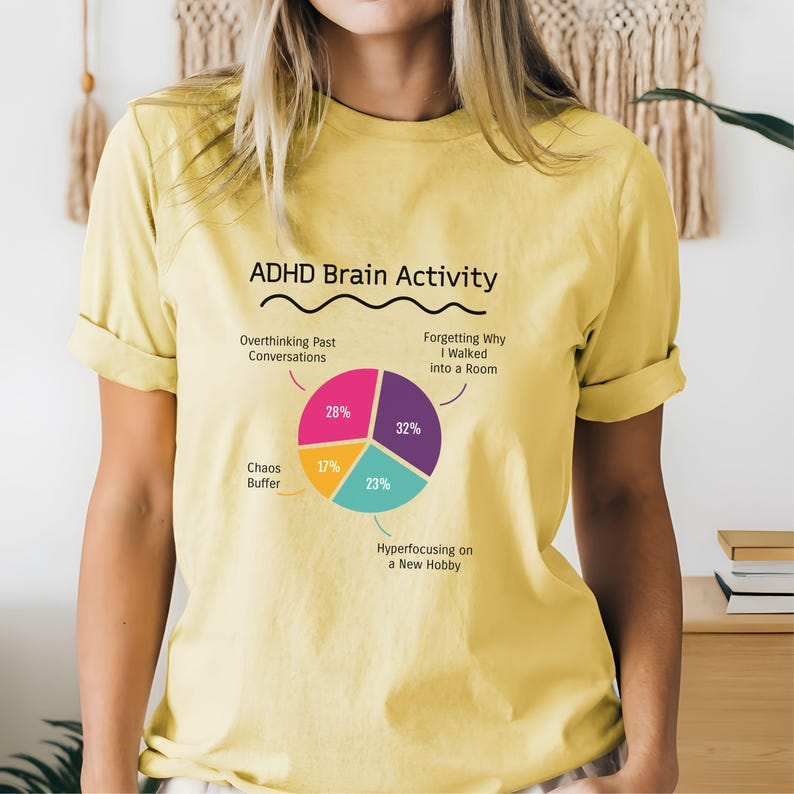 ADHD Brain Chart T-shirt, Funny Neurodivergent Pie Graph Shirt ...
