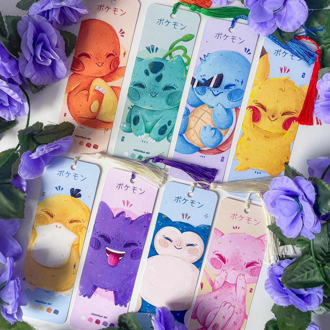 Kanto Bookmark Bulbasaur Charmander Squirtle Pikachu Mew Snorlax Gengar ...