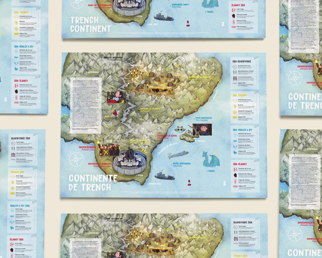 Trench Map ENG/SPA 50x70 Twenty One Pilots, Clique Art, Clancy, Trench ...