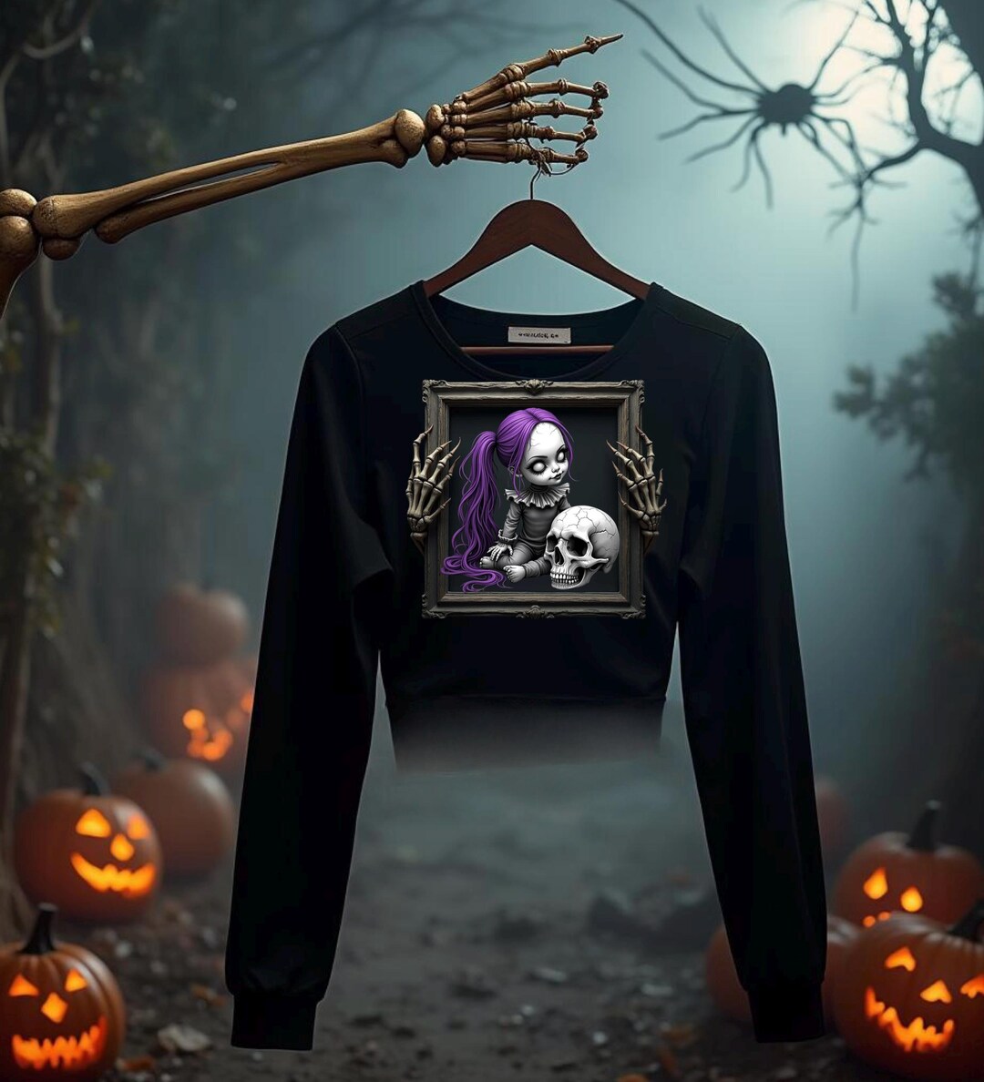 Gothic Doll Halloween Crop Top – Spooky Cute Fashion Shirt - Etsy