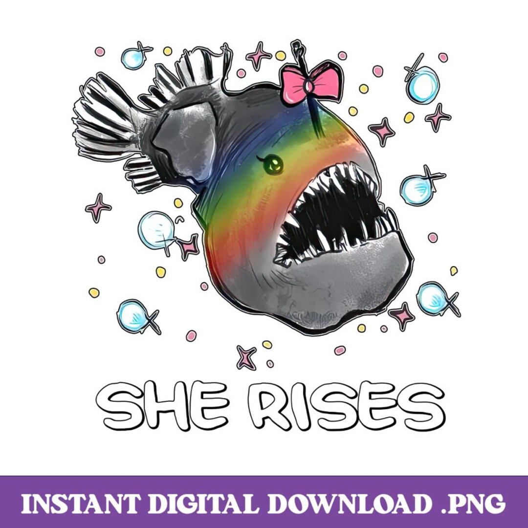Cute Anglerfish Png, Png 2025, Download Png, Black Fish Png, She Rises ...