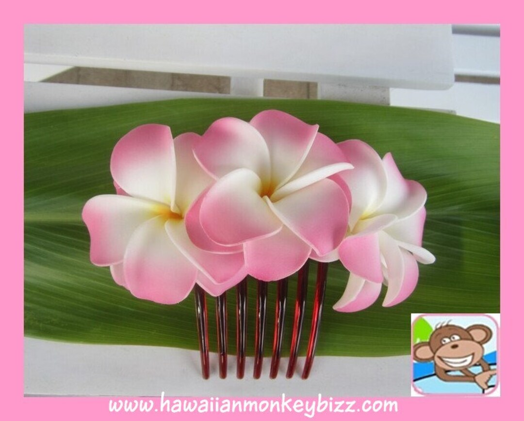 DOUBLE Inverted Plumeria Foam HAIR COMB baby Pink . . . - Etsy