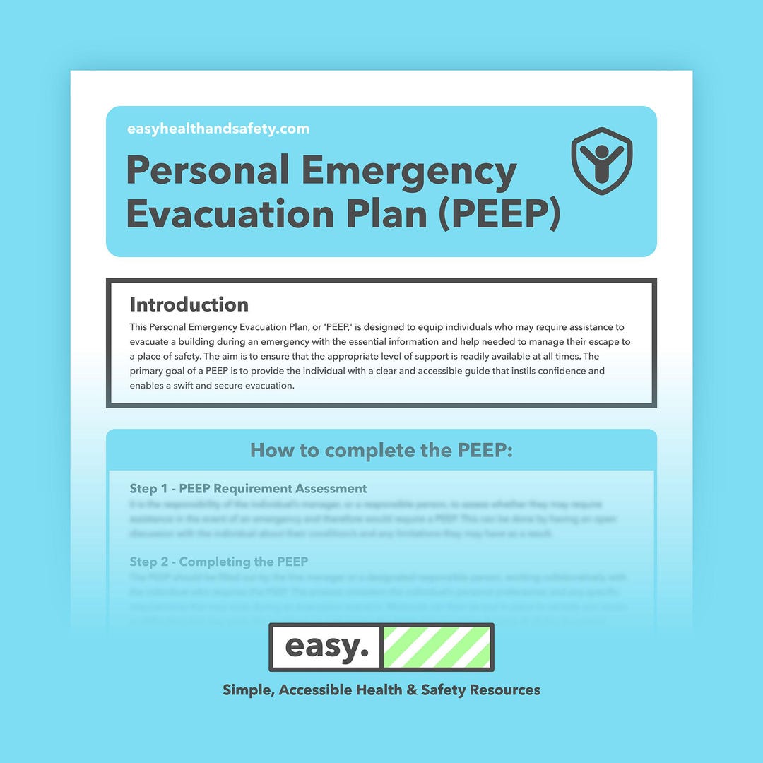 Personal Emergency Evacuation Plan Template, Workplace PEEP Form ...