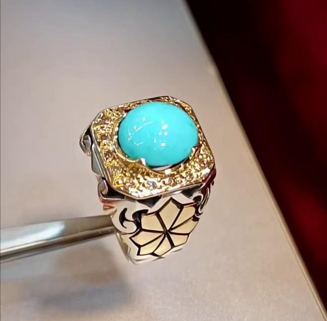 Natural Neeshapuri Turquoise (feroza) Ring – Authentic Firoza Gemstone ...