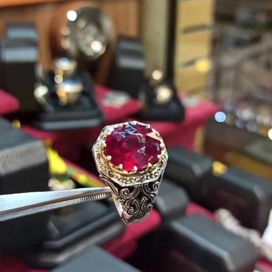African Red Ruby Ring | Genuine Ruby Gemstone Jewelry | Sterling Silver ...