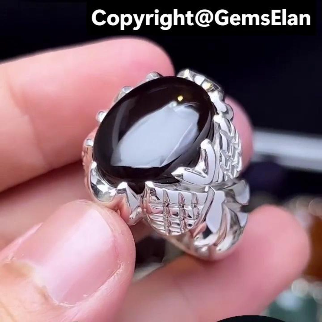 Original Yemeni Aqeeq Agate Ring New Year Gift - 925 Sterling Silver ...