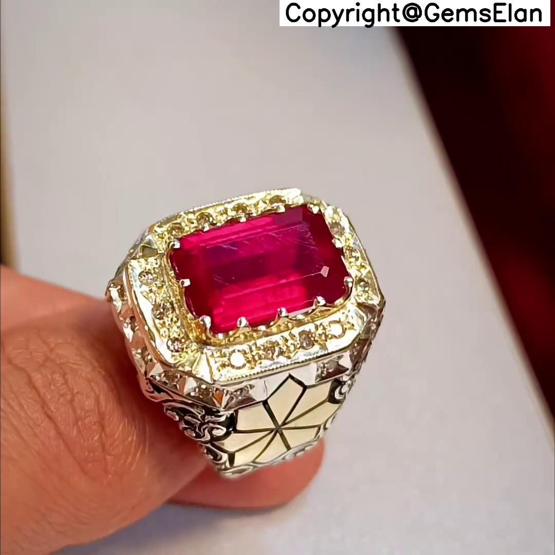 First-class African Red Ruby Ring - Natural Mozambique Gemstone ...