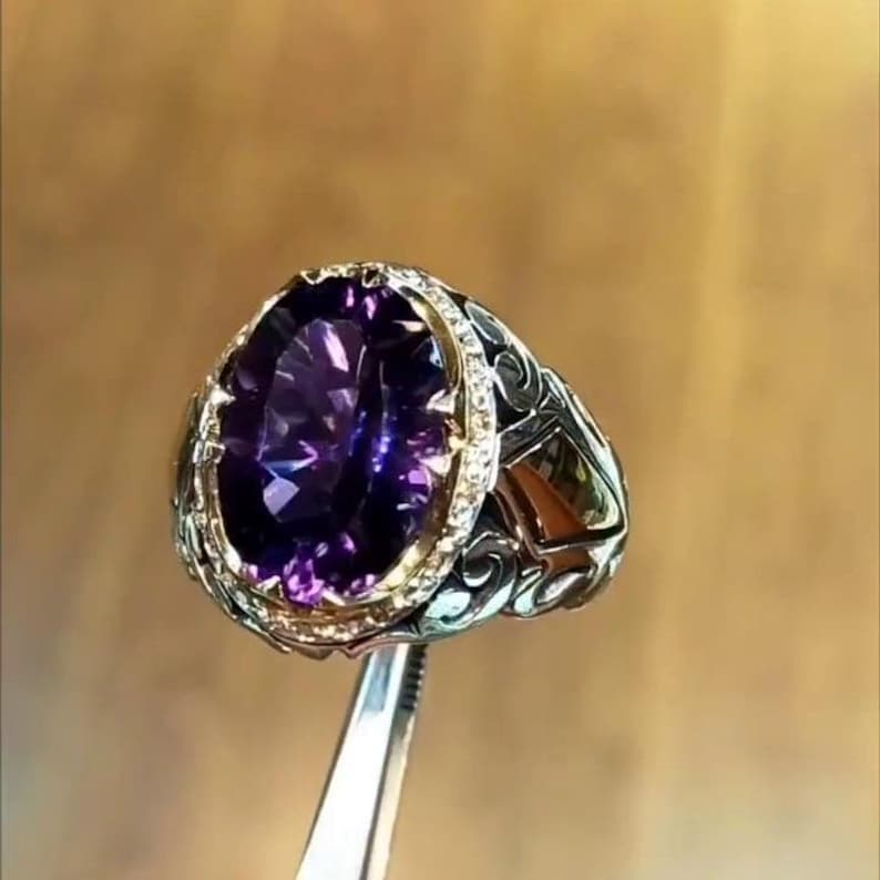 Real Amethyst Ring | Genuine Purple Gemstone Jewelry | Natural Amethyst ...