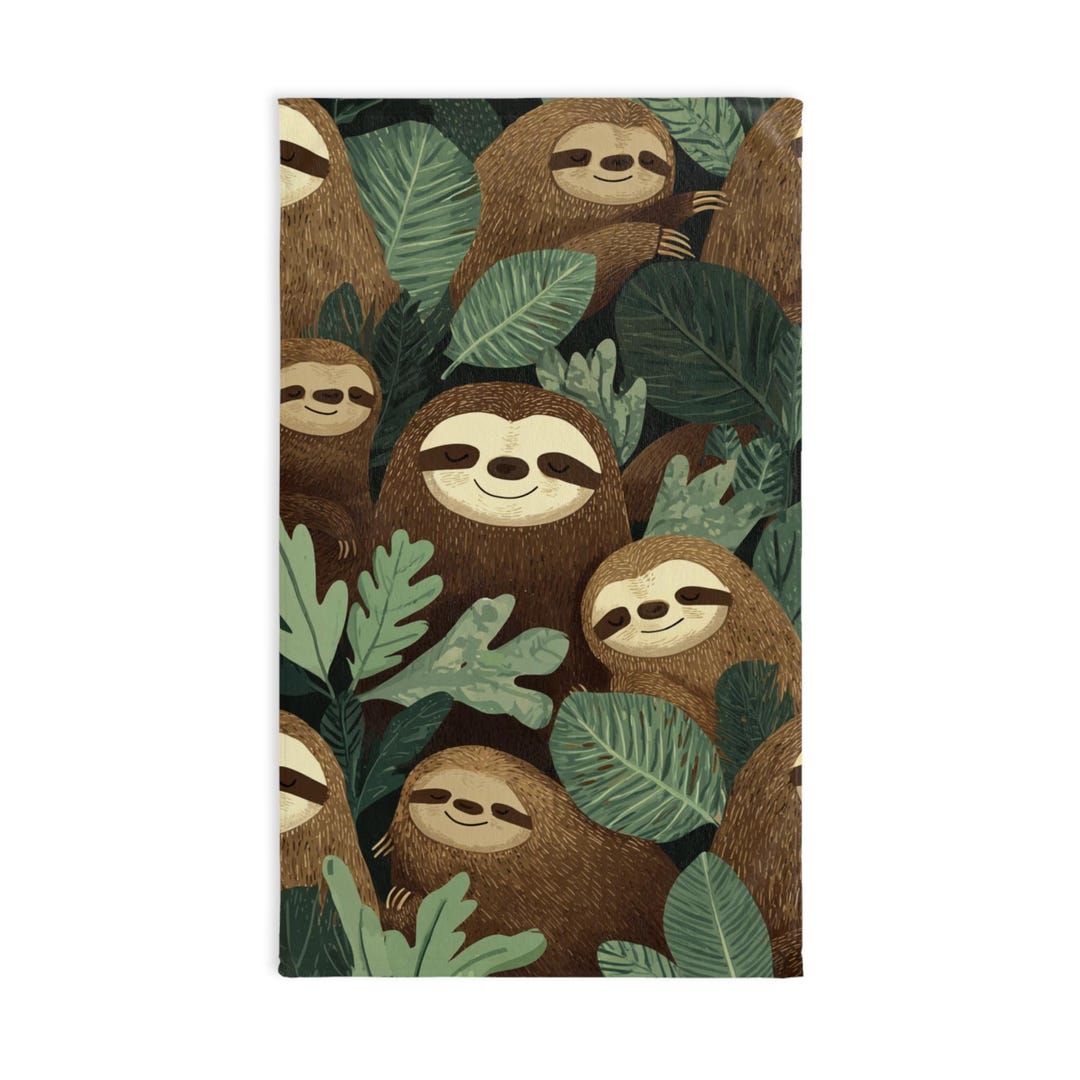 Sloth Leaves Hand Towel Sloths Pattern Home Decor House Warming Gift ...