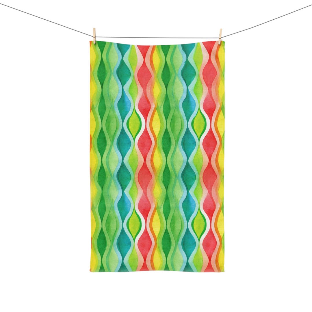 Wavy Pattern Hand Towel, Green Kitchen Decor - Etsy
