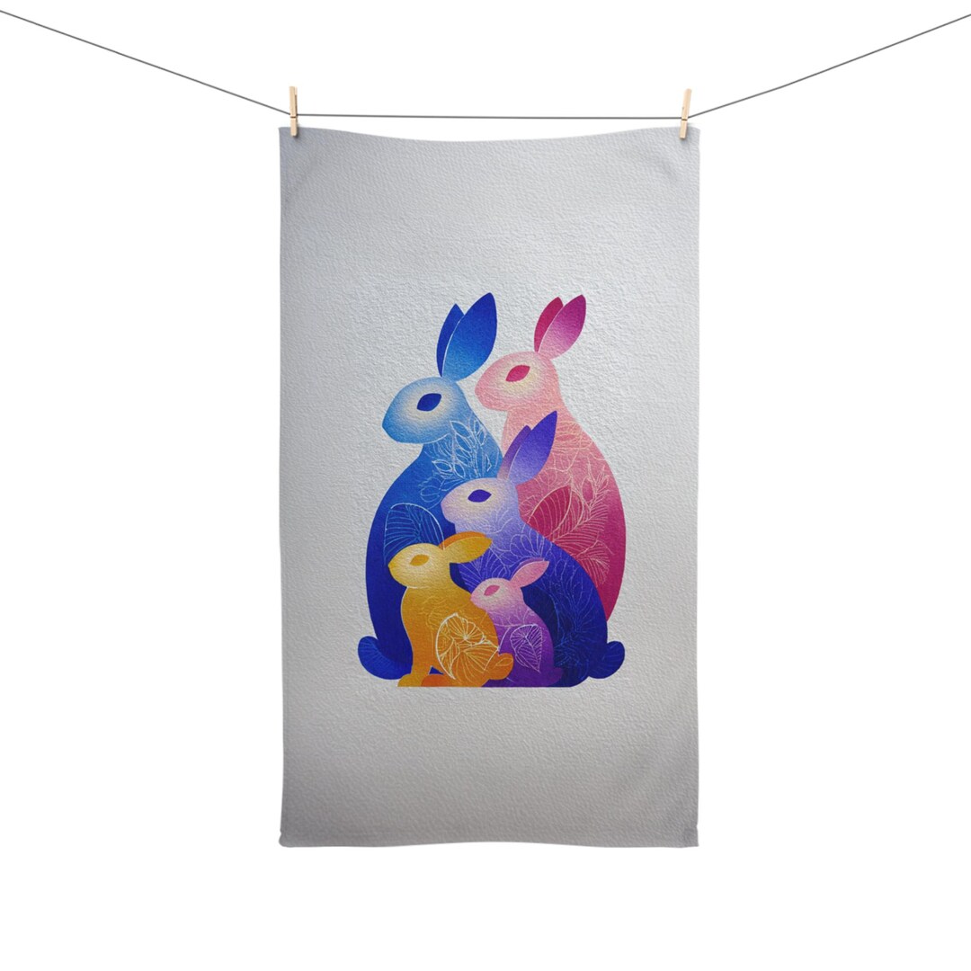 Rabbit Family Hand Towel Rabbits Home Decor Soft Animal Hand Towels ...