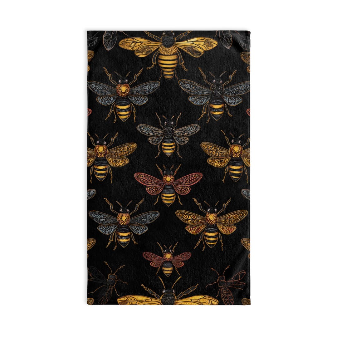 Bee Hand Towel Black Hand Towel Animal Print Home Decor Animal Kitchen ...