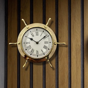 Nautical Brass Vintage Style Wall Clock for Home Decor - Ship Wheel ...