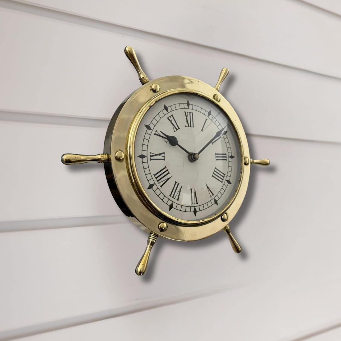 Nautical Brass Vintage Style Wall Clock for Home Decor - Ship Wheel ...