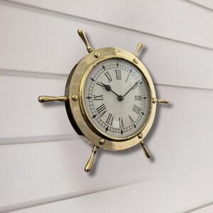 Nautical Brass Vintage Style Wall Clock for Home Decor - Ship Wheel ...