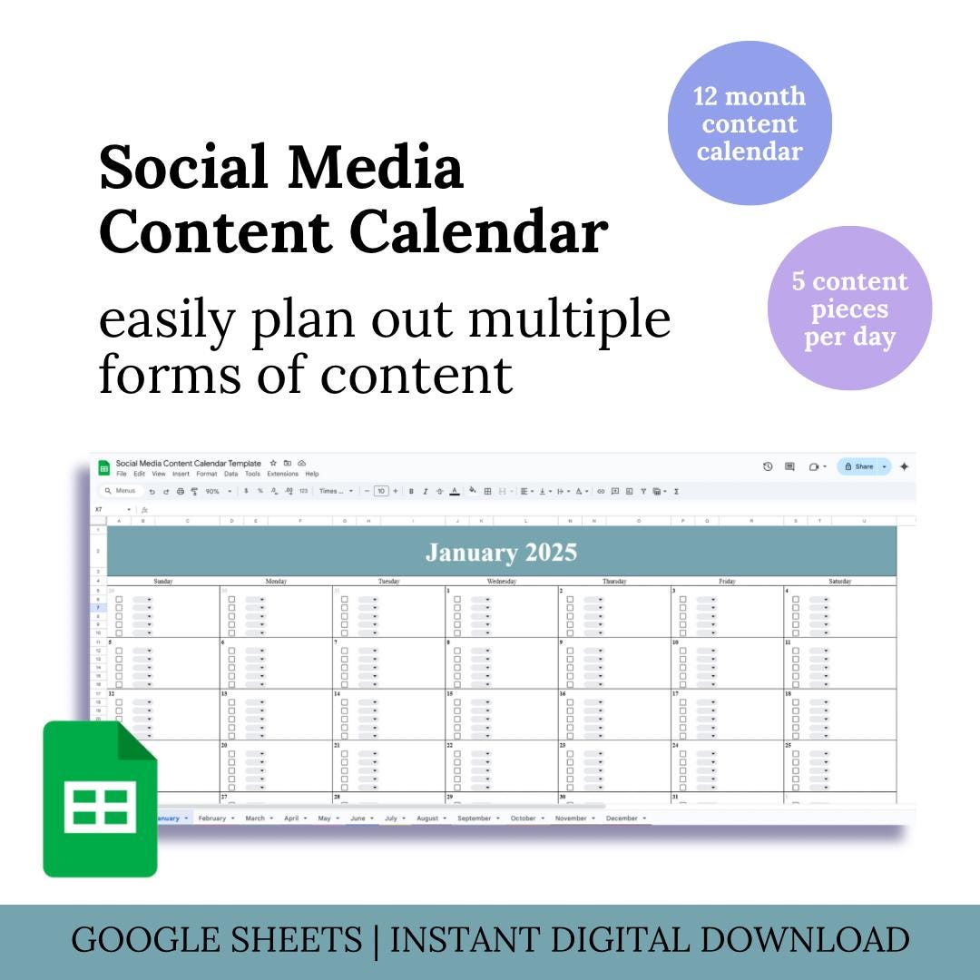 Content Calendar, Content Planner, Social Media Planner, Marketing ...