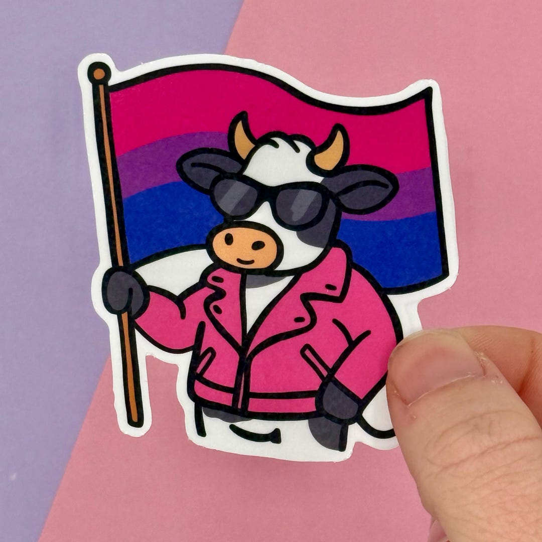 Bisexual Pride Cow Sticker - Queer Rights - Waterproof Vinyl Sticker ...
