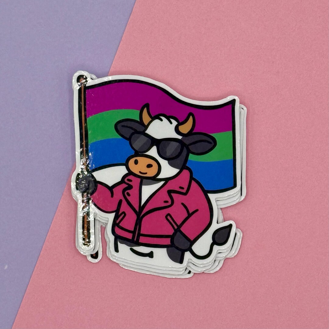 Polysexual Pride Cow Sticker - Queer Rights - Waterproof Vinyl Sticker ...