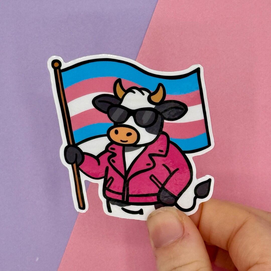 Trans Pride Cow Sticker - Trans Right - Waterproof Vinyl Sticker ...