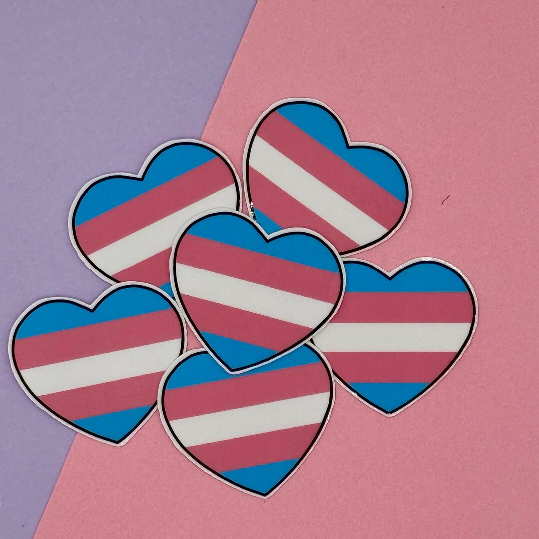 Trans Heart Sticker Set - Trans Rights - Water-resistant Vinyl Stickers ...