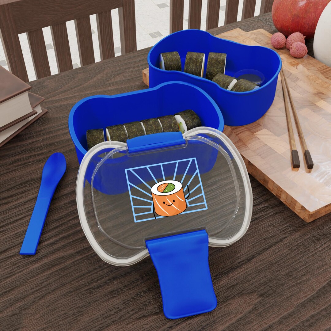 Bento Box, Chibi Sushi Cartoon Style Graphic With Rising Sun Background ...