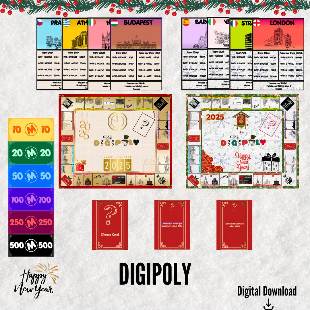 DIGIPOLY Europe White and Yellow Theme Board Game Pack of 2 | Custom ...