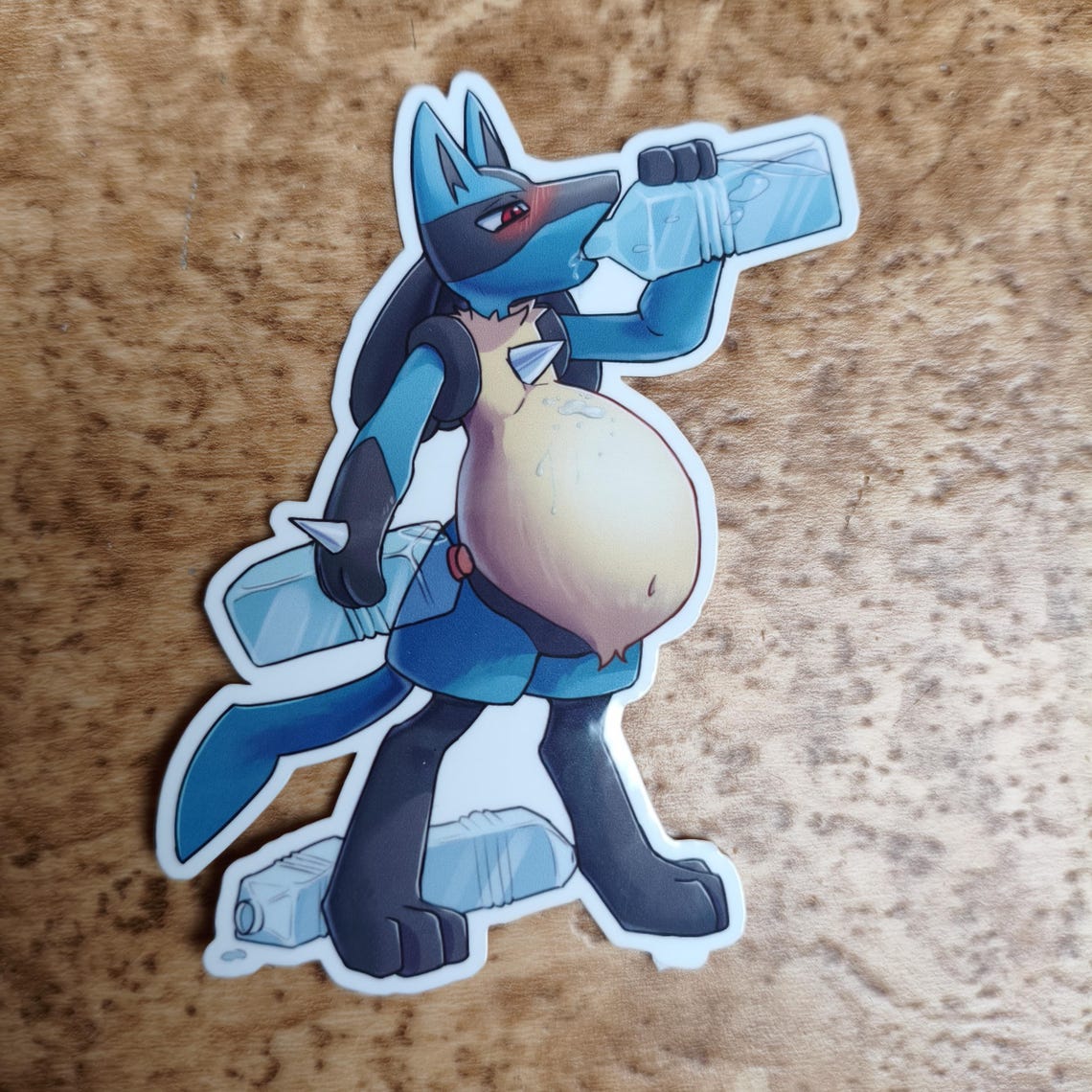 Water Chugging Poké Lucario Mon Sticker - Etsy