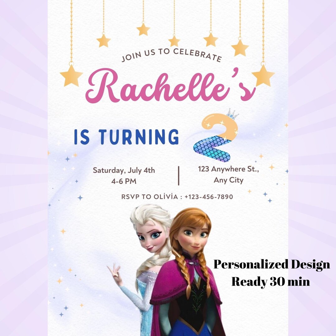 Frozen Themed Invitation Inspired Invite Any Age Digital 5x7 Frozen ...