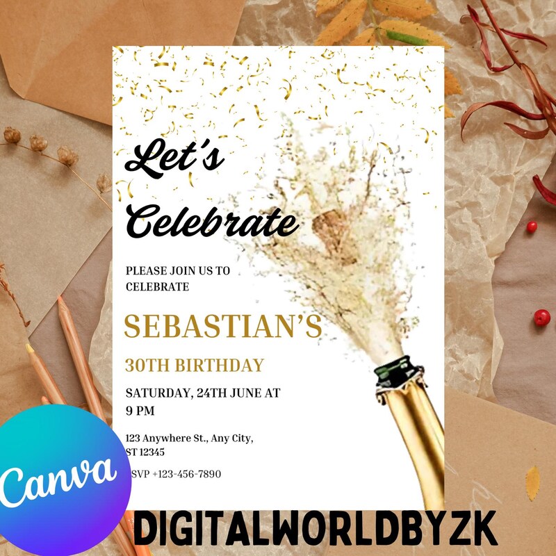 Champagne Invitation - Etsy